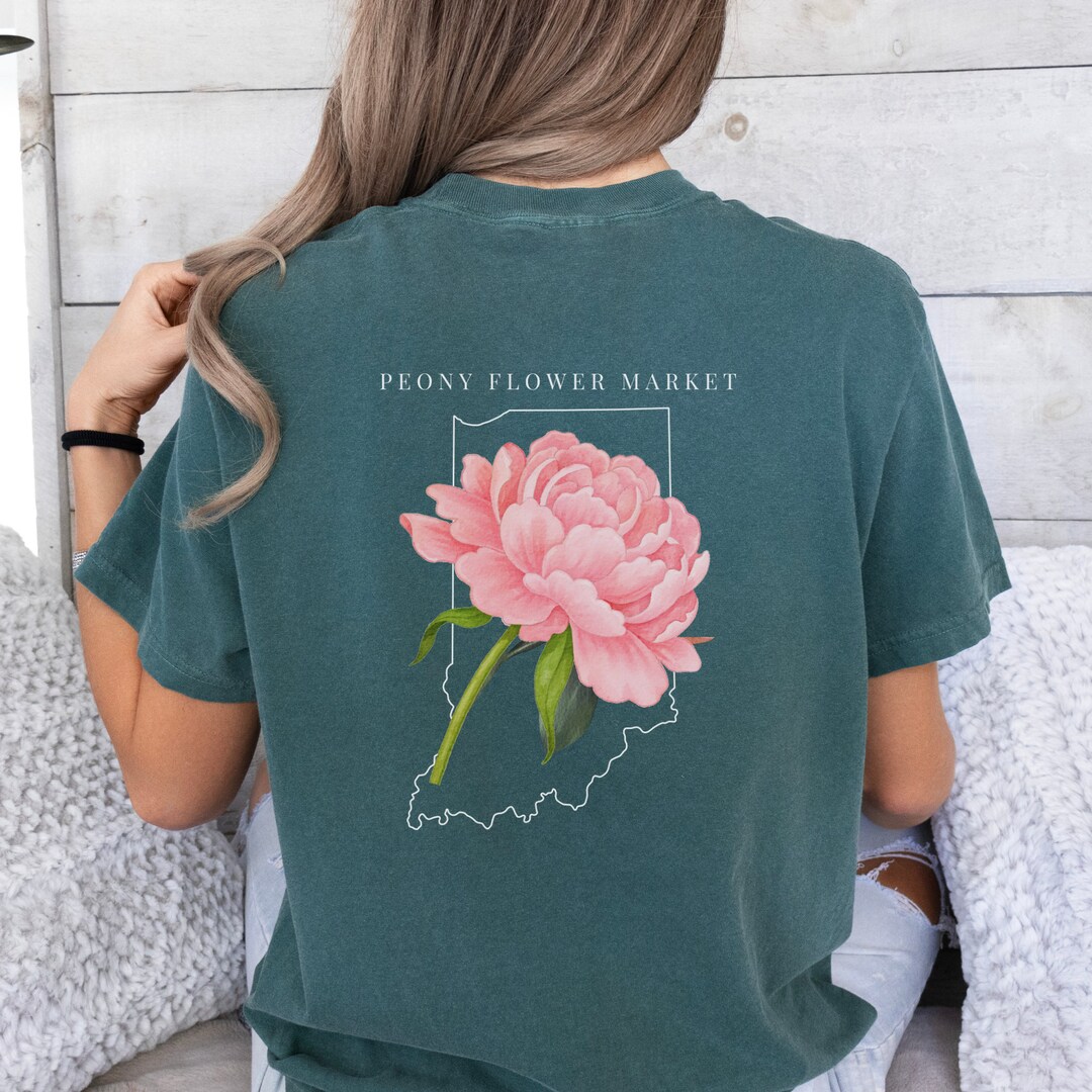 Indiana State Flower Comfort Colors Shirt; Peony Flower Tshirt; Indiana ...