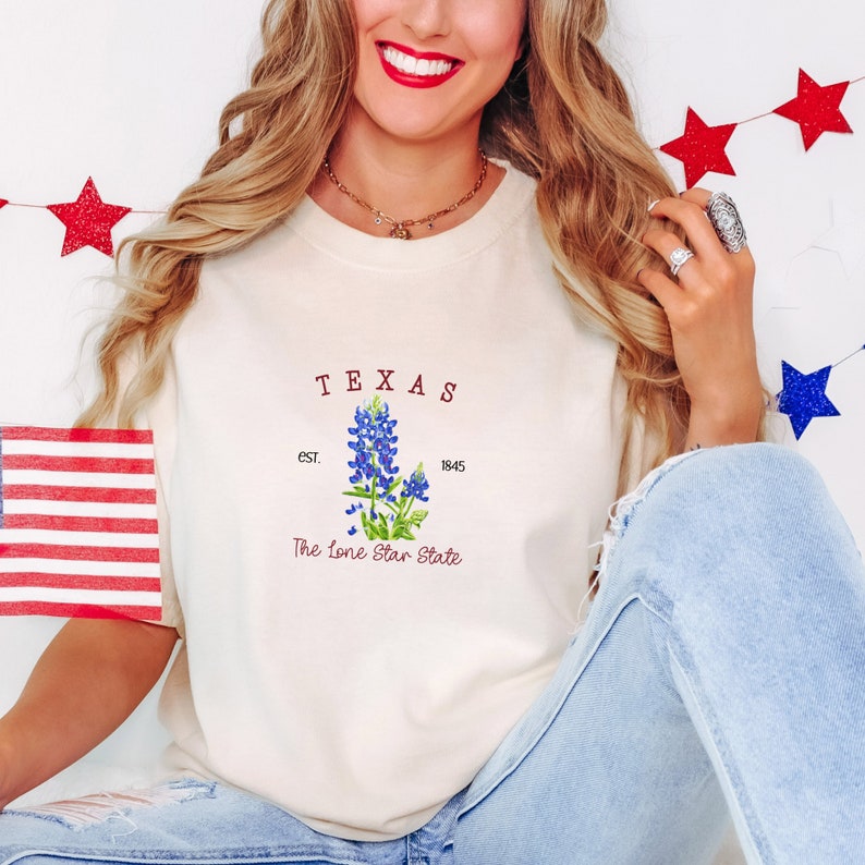 Texas State Flower Tee, Comfort Colors, Garment Dyed, Boho, Oversized ...