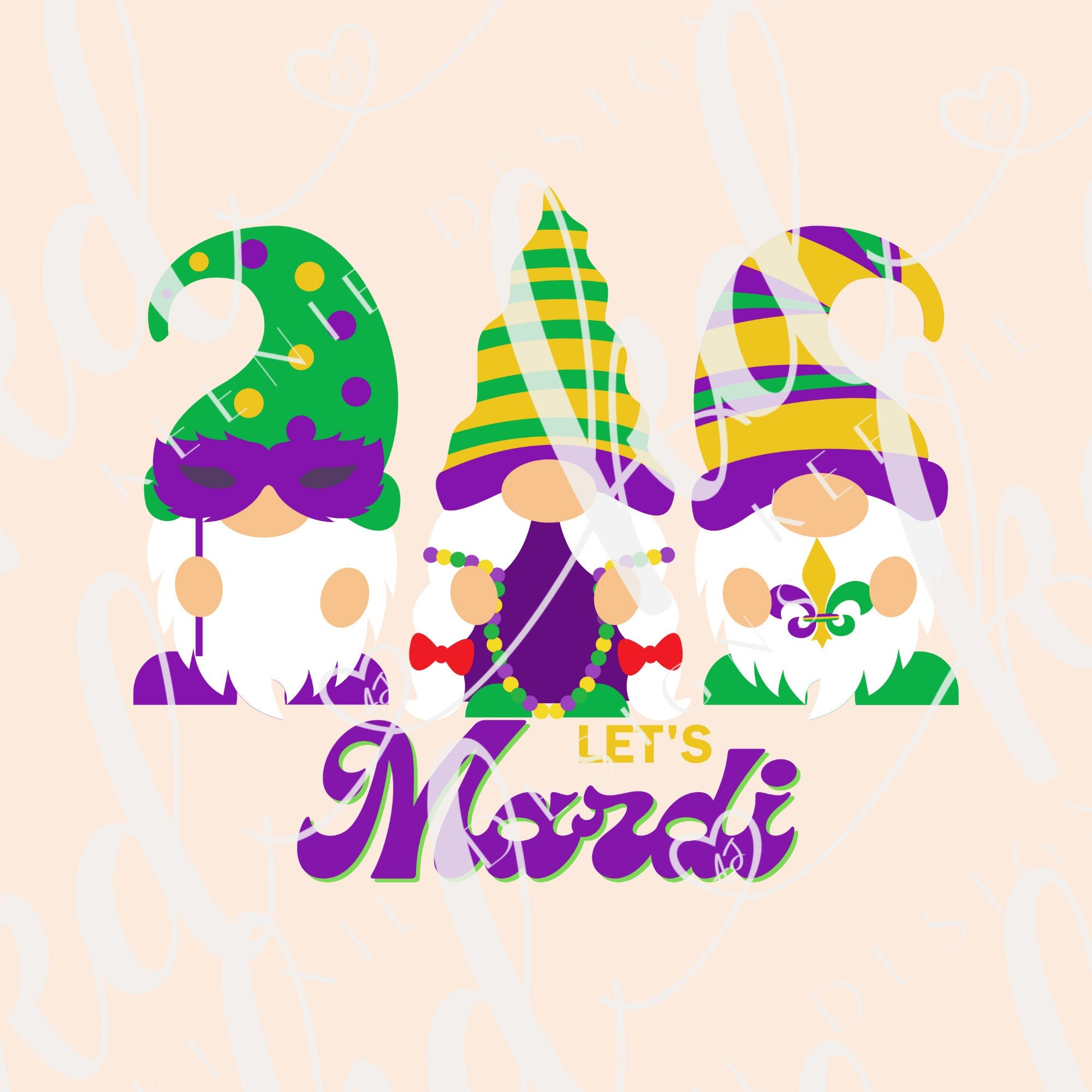Mardi Gras Gnomes PNG Bundle Gnomes With Mardi Gras Sayings Let's Mardi ...