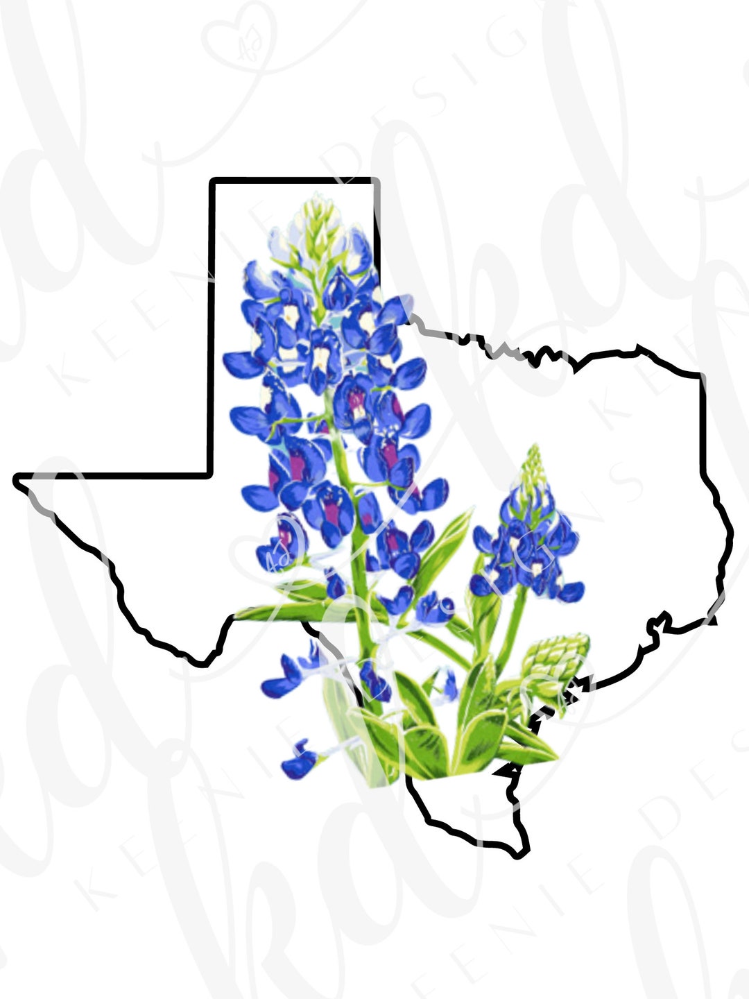 Texas Shaped State Flower PNG; Texas State With Bluebonnet; Texas State ...