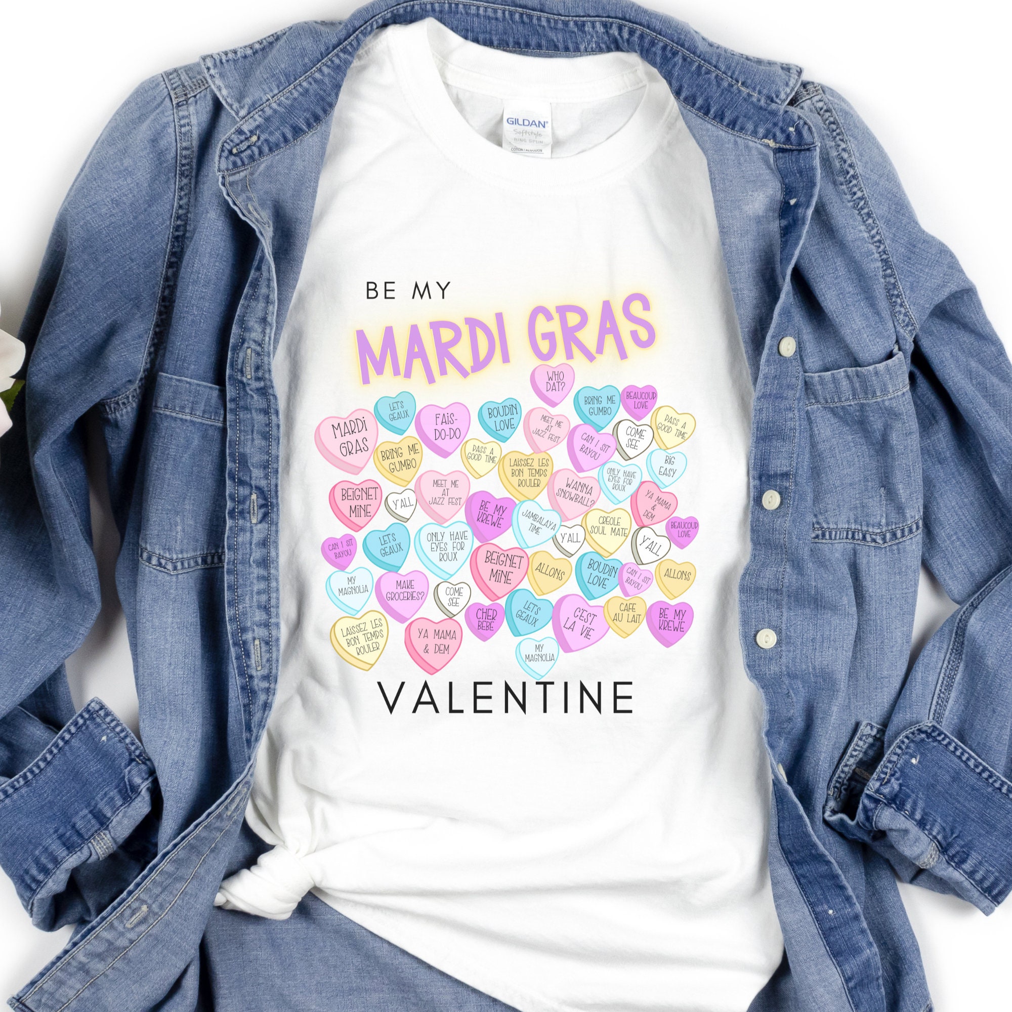 Mardi Gras Valentine Conversation Heart PNG; Hearts With Louisiana ...