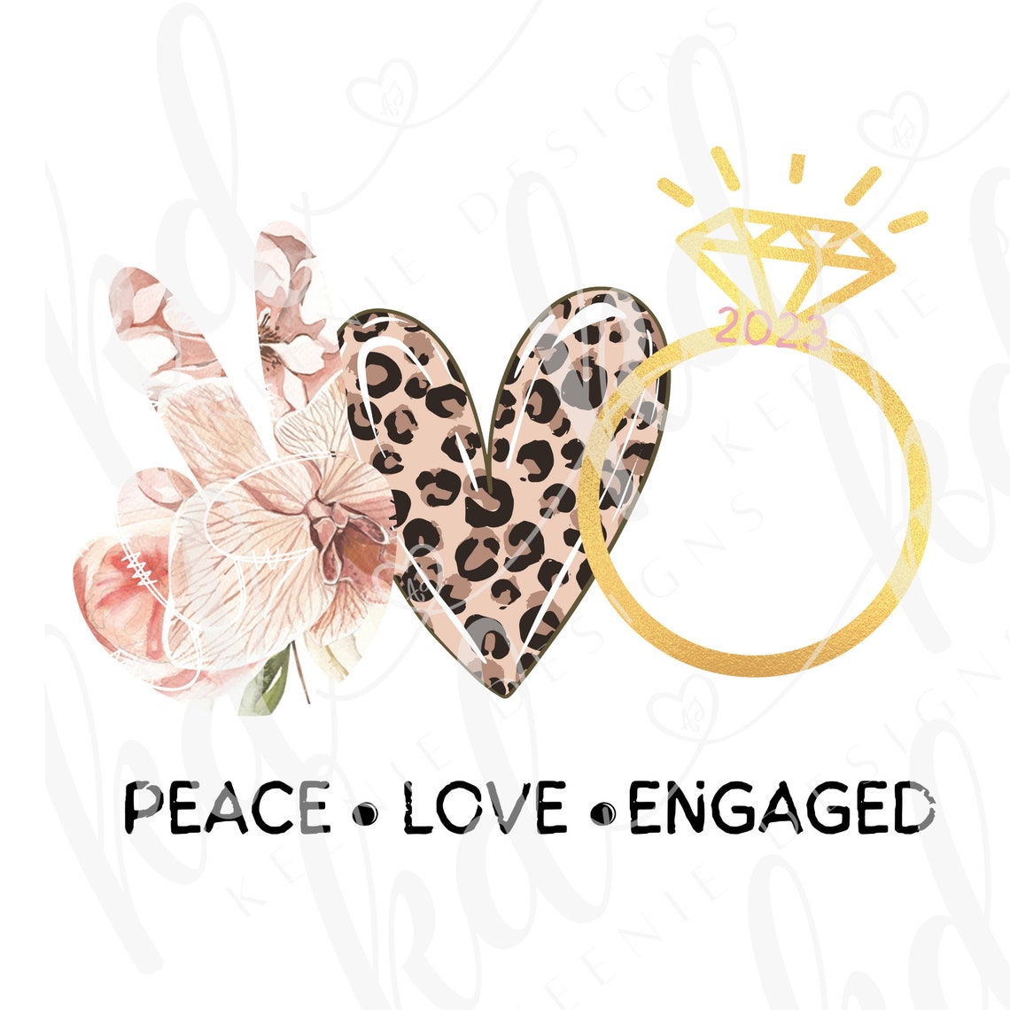 Peace Love Engaged PNG Bundle 4 Files Included Digital Download Peace ...