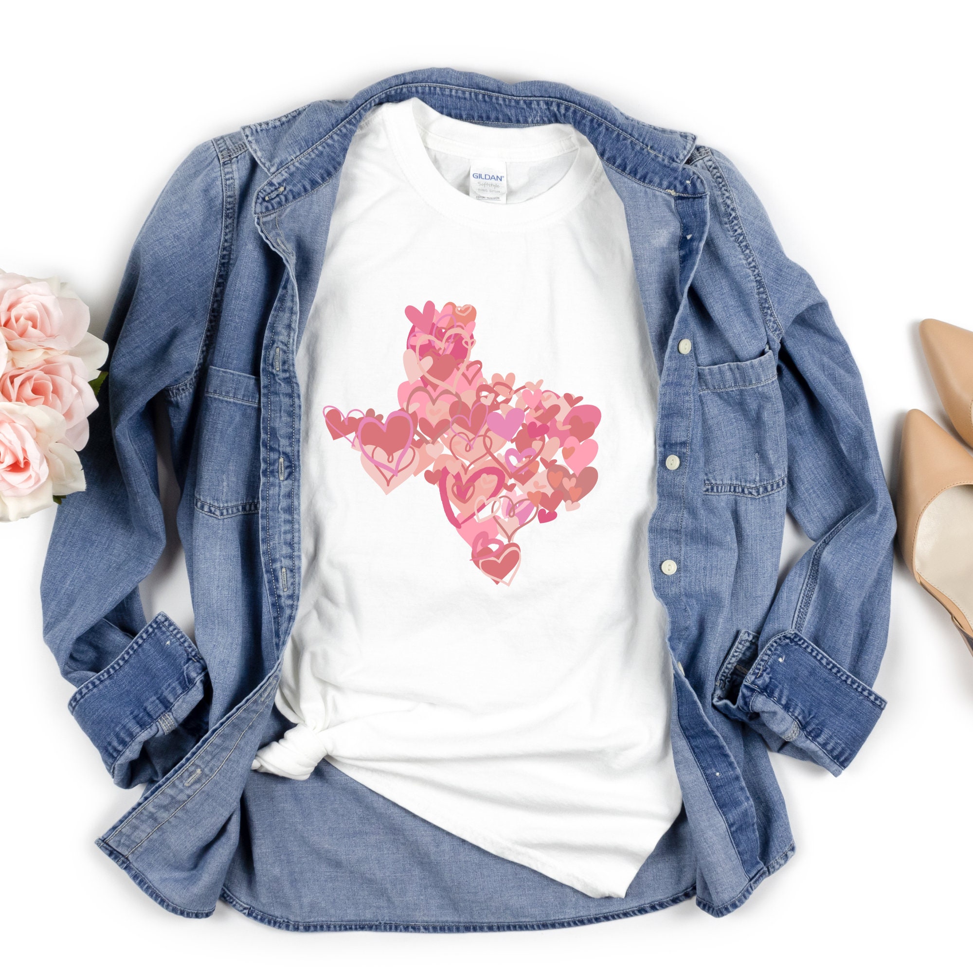 TWO Texas Shaped Heart Print PNG Files; Hearts in Shape of Texas With ...