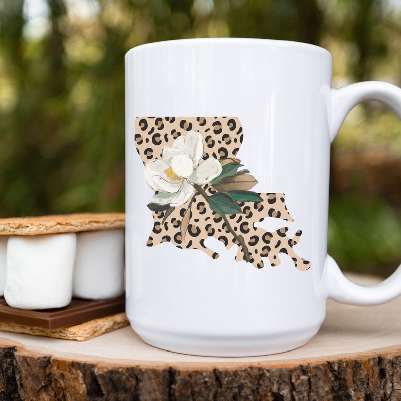 Louisiana Shaped State Flower Leopard Print PNG; Leopard Print ...