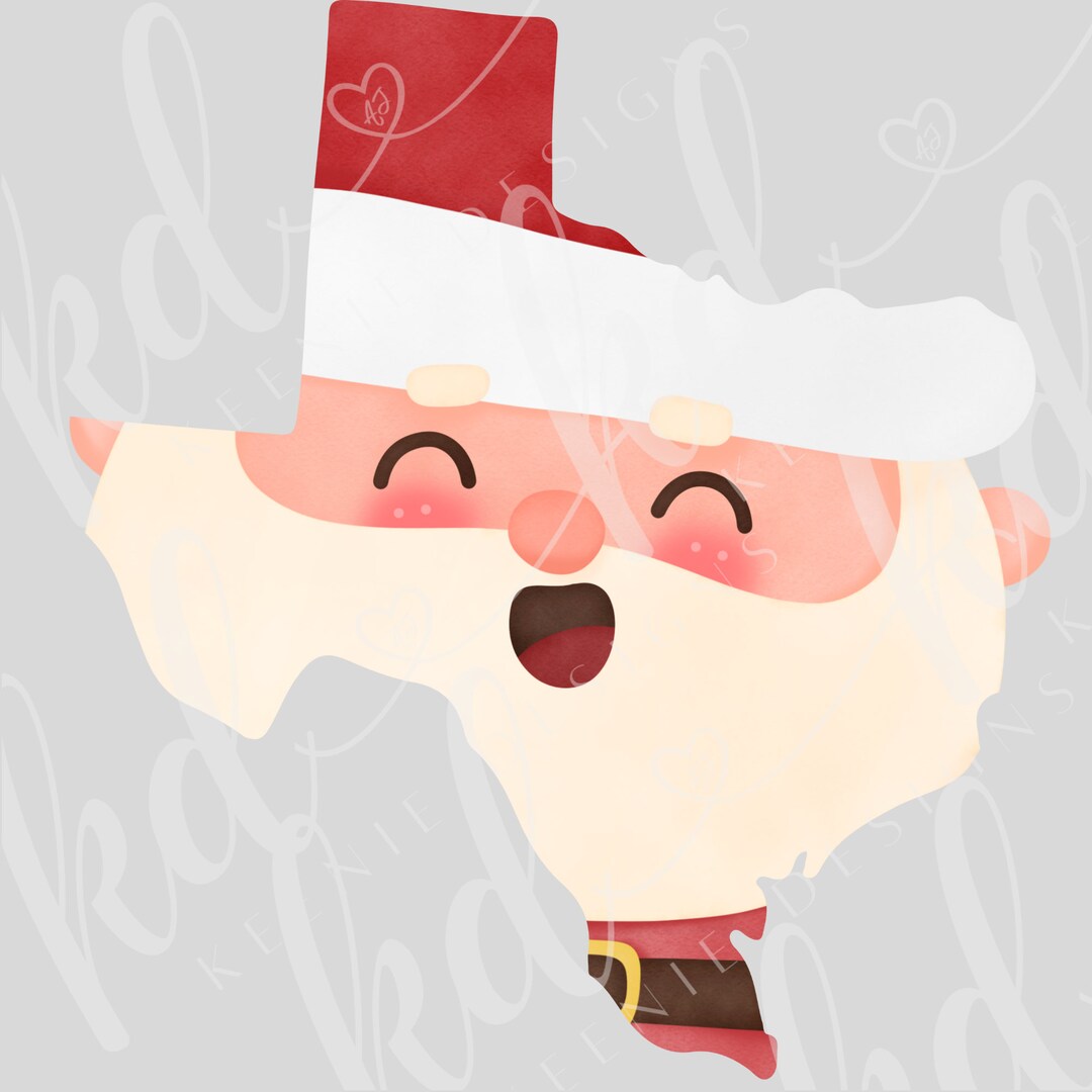 Texas Santa PNG File; Digital Download - Texas Shaped Design Featuring ...