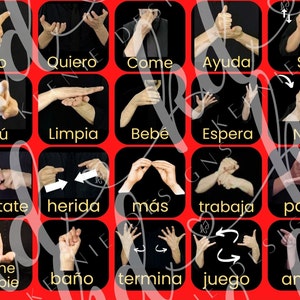 SPANISH ASL Based Communication Board With Real Pictures; Early ...