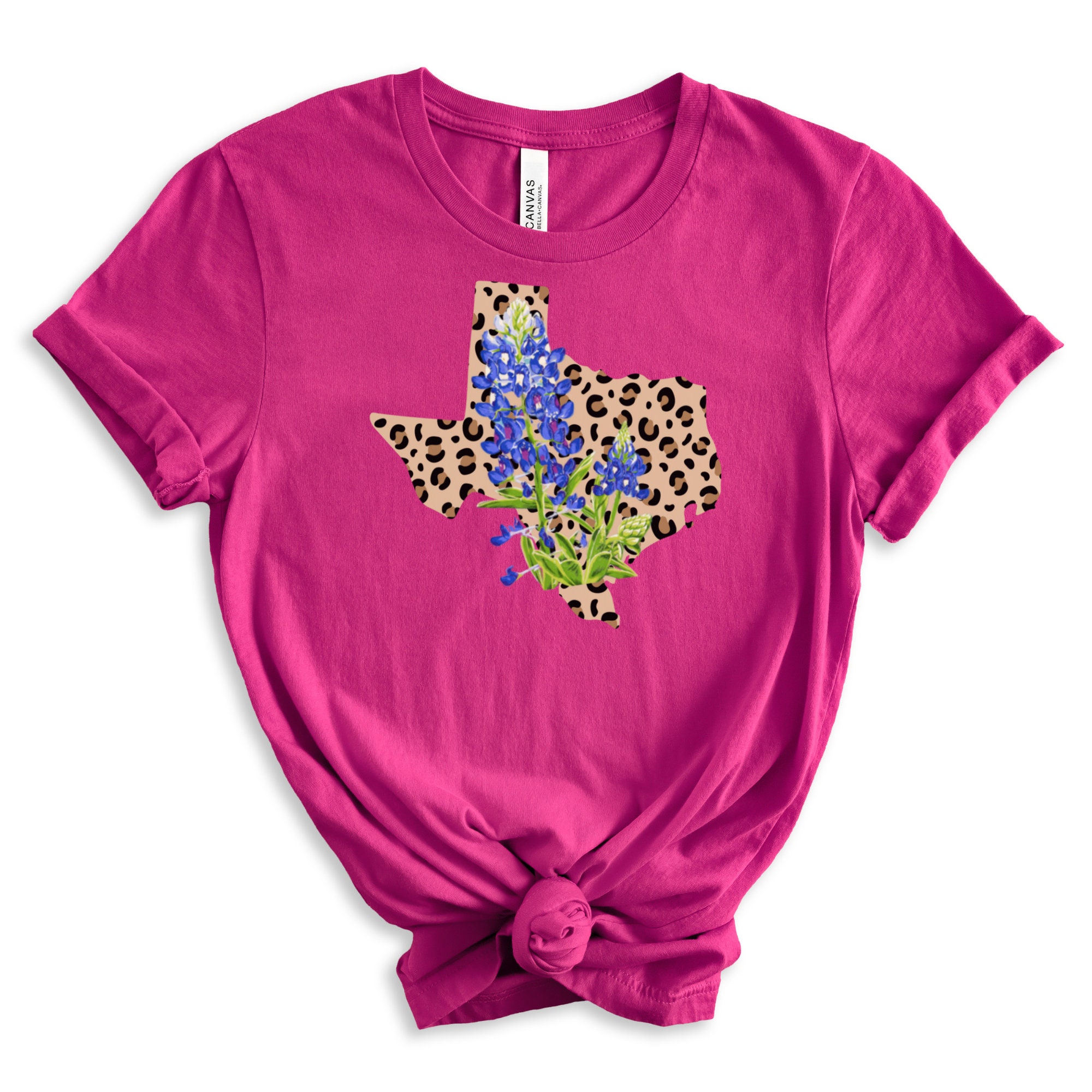 Texas Shaped State Flower Leopard Print Tshirt; Leopard Print Texas ...