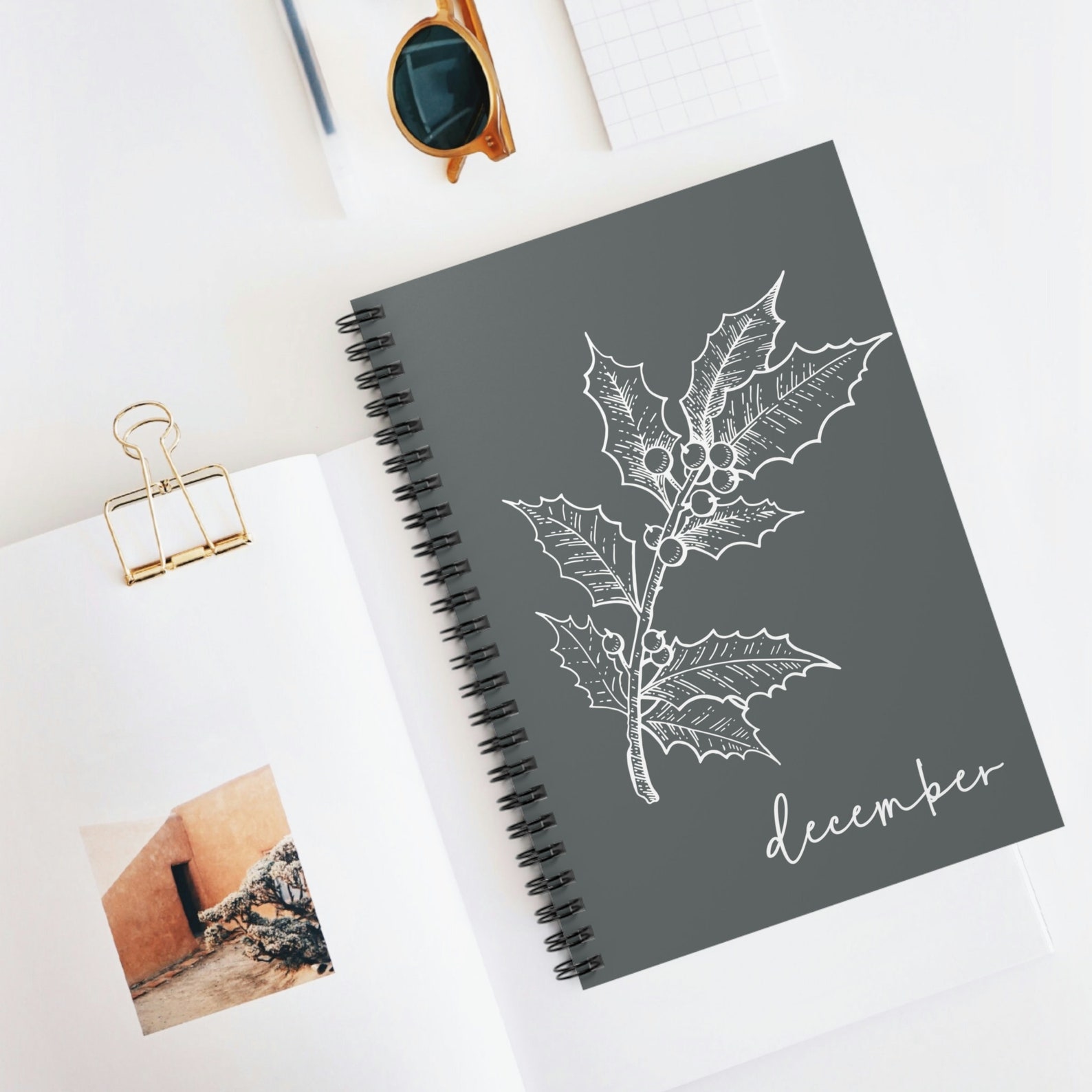 Birth Flower December Spiral Notebook or Journal; Birth Month Flower ...