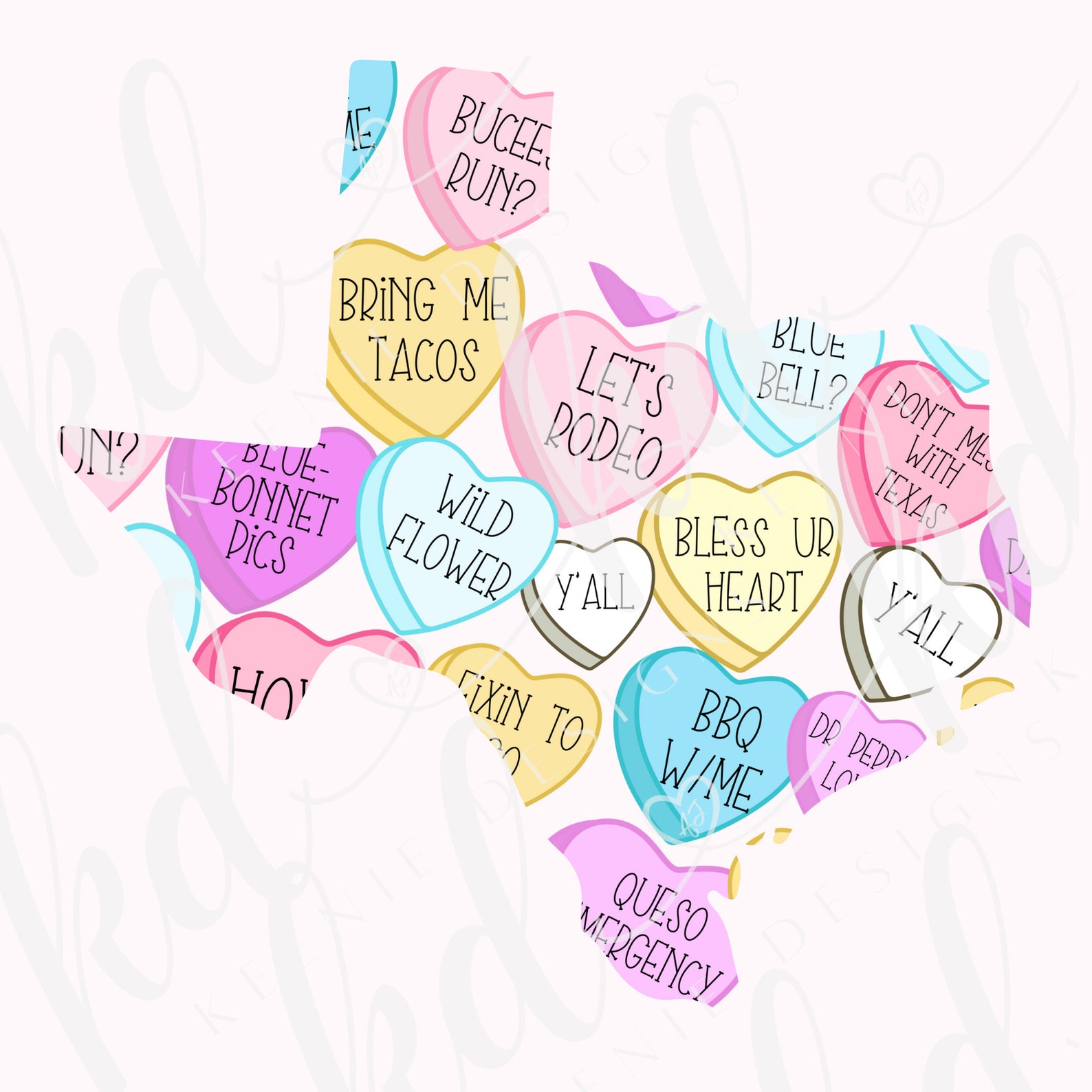BUNDLE Texas Conversation Hearts PNG Files Conversation Hearts With Fun ...