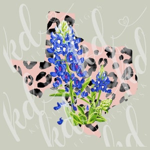 Texas Shaped State Flower Leopard Print PNG; Leopard Print Texas State ...