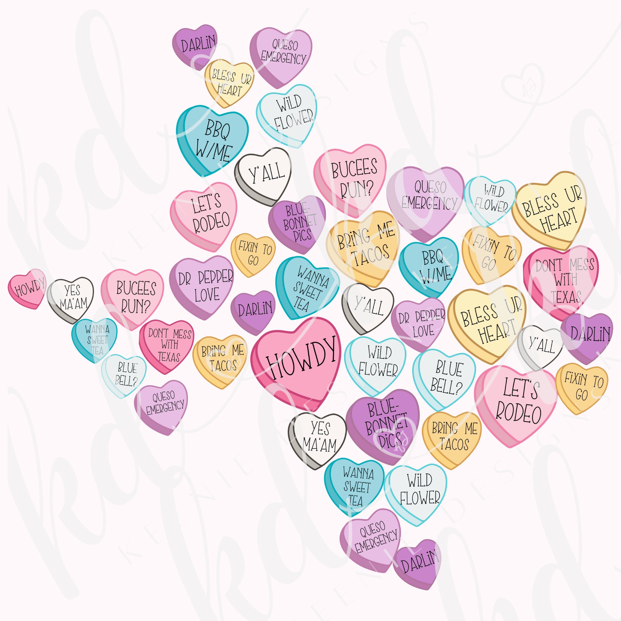 BUNDLE Texas Conversation Hearts PNG Files Conversation Hearts With Fun ...