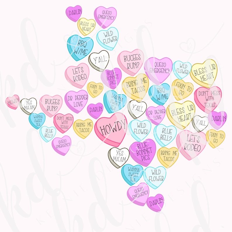 BUNDLE Texas Conversation Hearts PNG Files Conversation Hearts With Fun ...