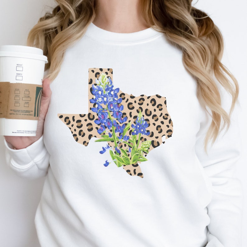 Texas Shaped State Flower Leopard Print PNG; Leopard Print Texas State ...