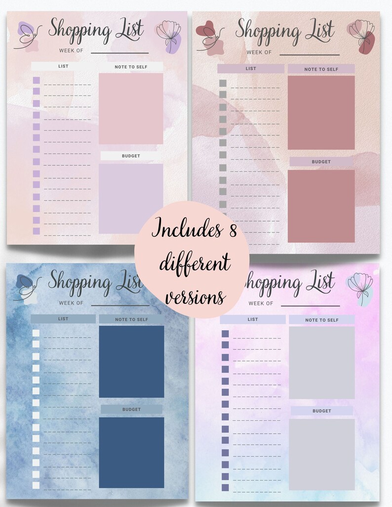 Shopping List Printable| Grocery List Printable | Bundle| 8 Different ...