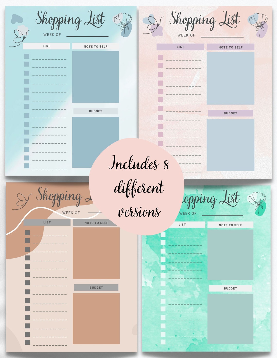 Shopping List Printable| Grocery List Printable | Bundle| 8 Different ...