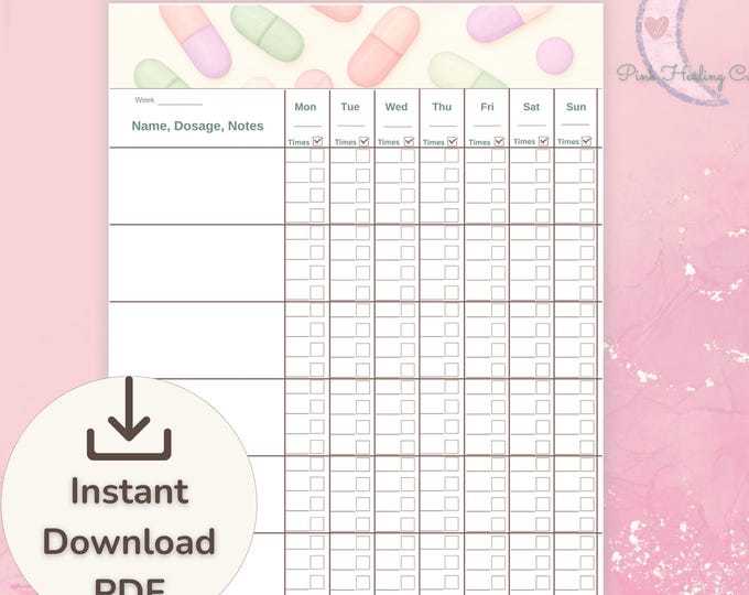 Weekly Medication Tracker Printable – Pill Log and Medicine Schedule ...