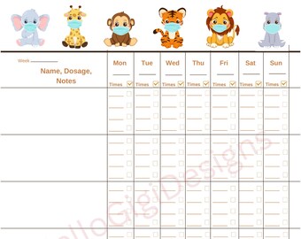 PRINTABLE A4 Neutral Medication Tracker Child and Baby - Etsy