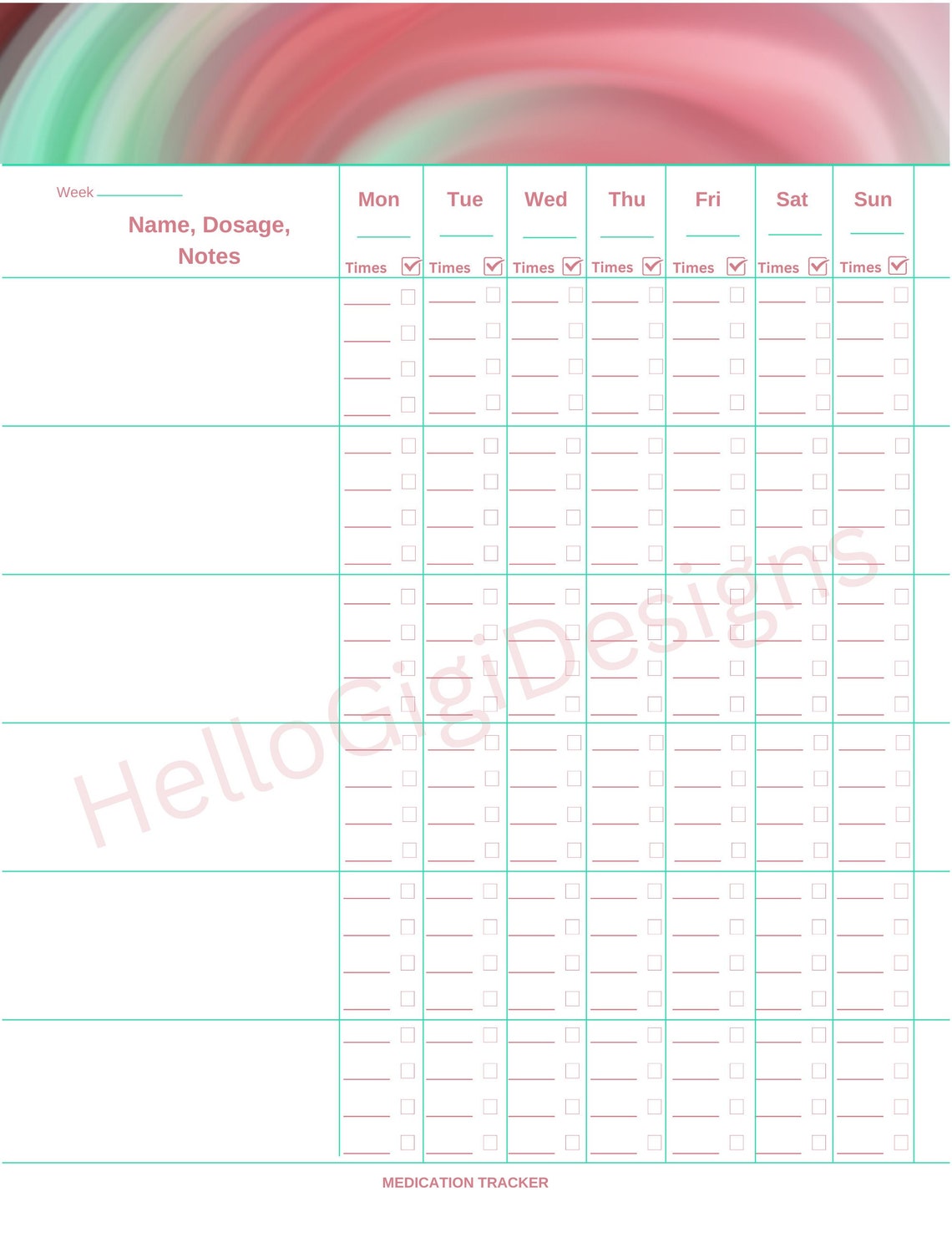 Daily Medication Tracker, Medicine Tracker, Medication Log, Digital ...