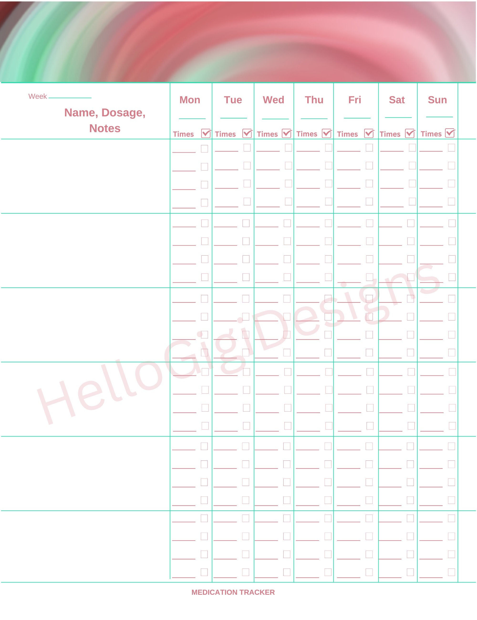 Daily Medication Tracker, Medicine Tracker, Medication Log, Digital ...