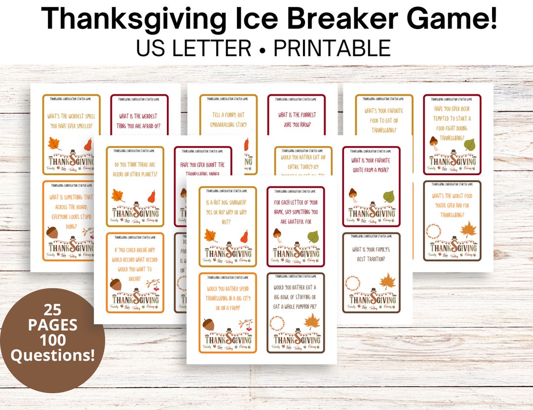 Thanksgiving Icebreaker Game, Family Game Night, Conversation Starter ...