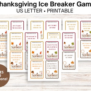 Thanksgiving Icebreaker Game, Family Game Night, Conversation Starter ...