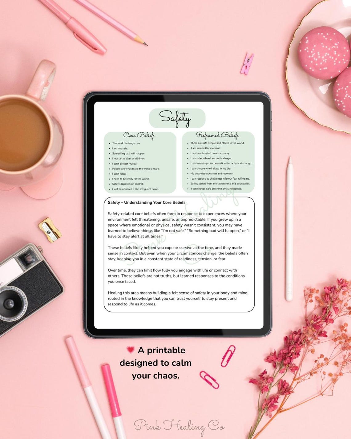 Core Belief Therapy Workbook for CBT | Printable Reflection Cards ...