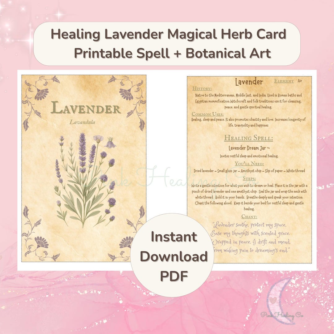 Lavender Spell Card PNG – Herbal Witchcraft Art Print for Altars ...
