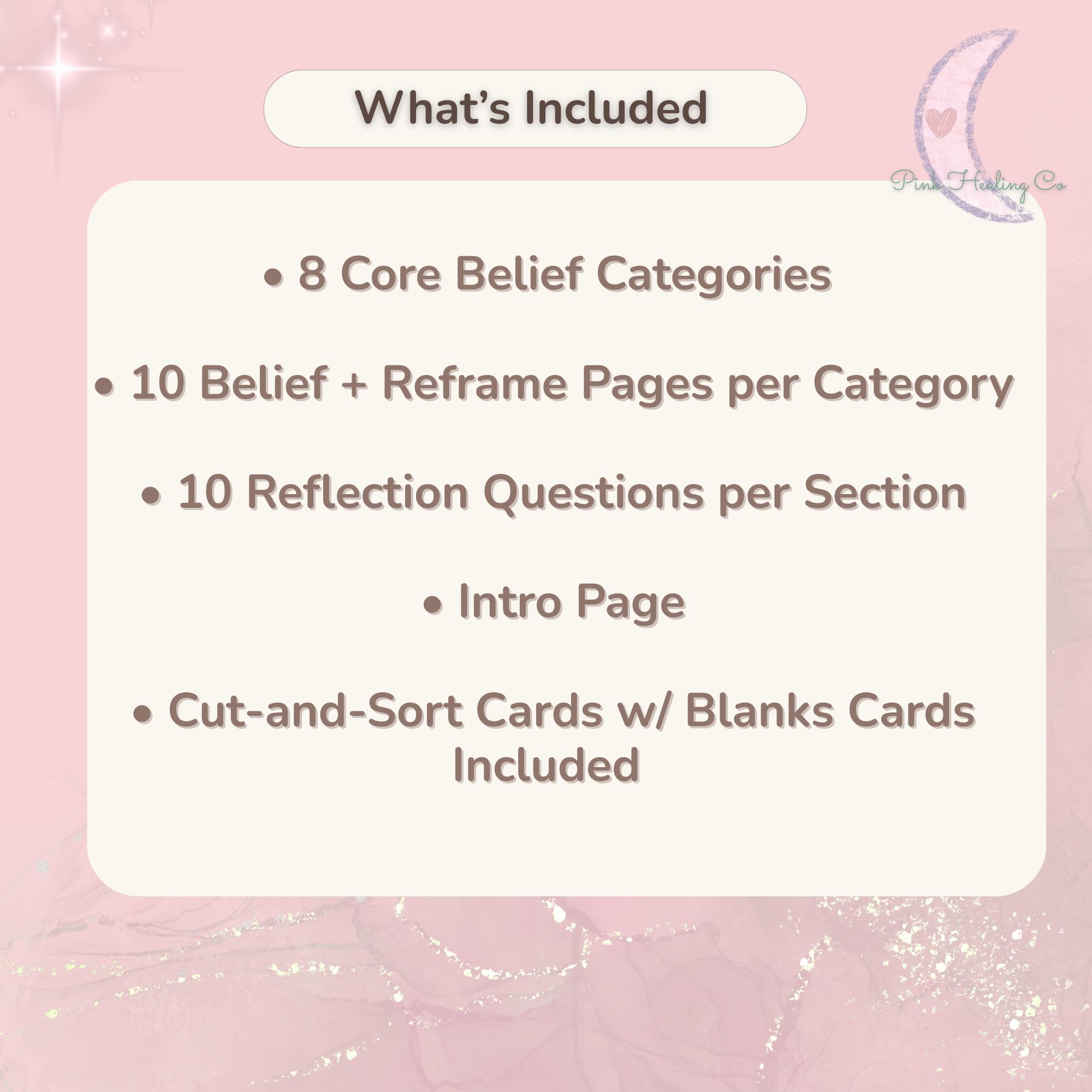 Core Belief Therapy Workbook for CBT | Printable Reflection Cards ...