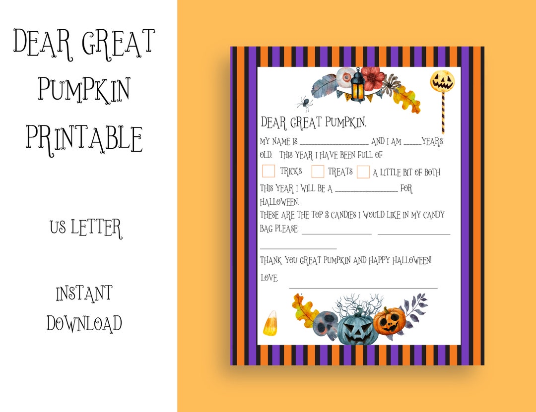 Dear Great Pumpkin, the Great Pumpkin, Dear Santa Letter, Halloween ...