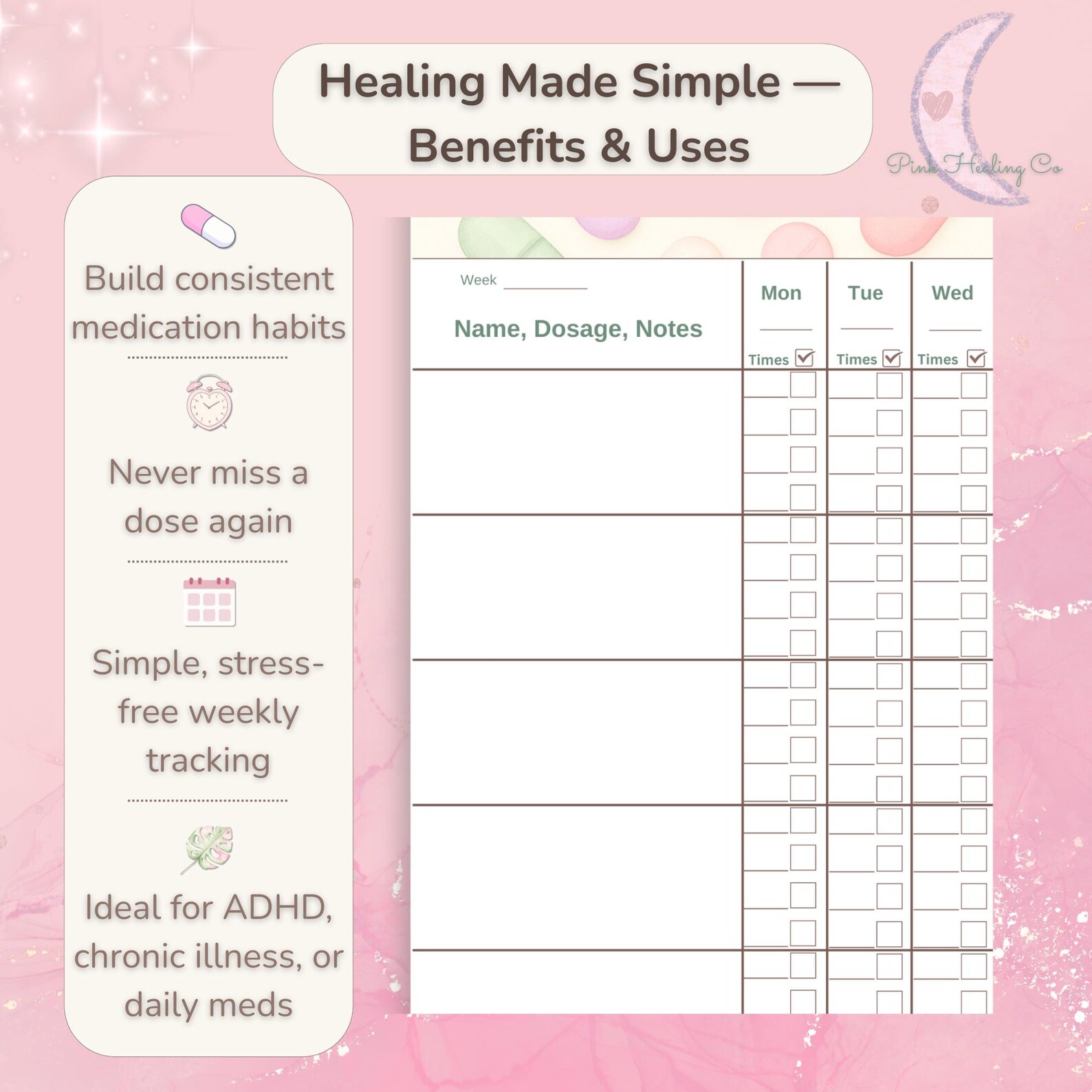 Weekly Medication Tracker Printable – Pill Log and Medicine Schedule ...