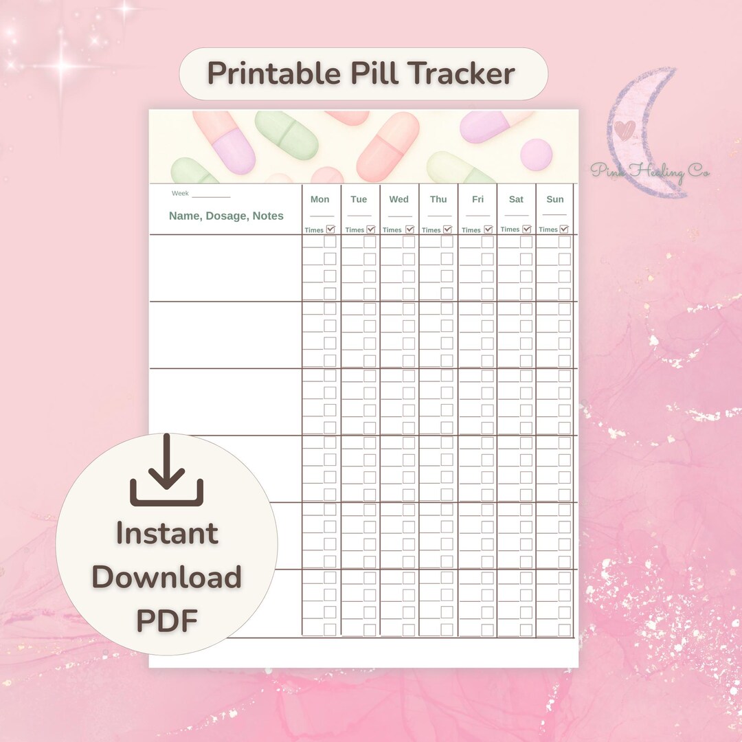 Weekly Medication Tracker Printable – Pill Log and Medicine Schedule ...