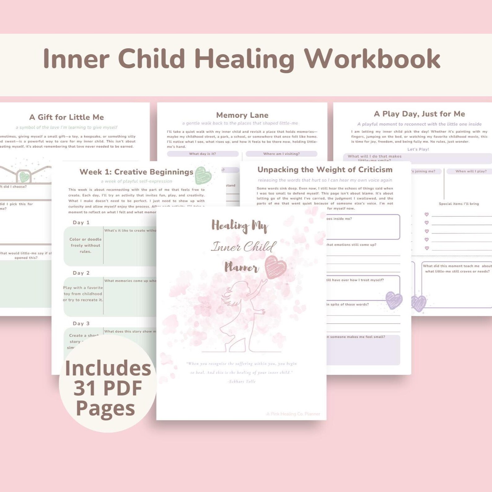 Inner Child Healing Workbook | Pink Shadow Work Journal | Trauma ...