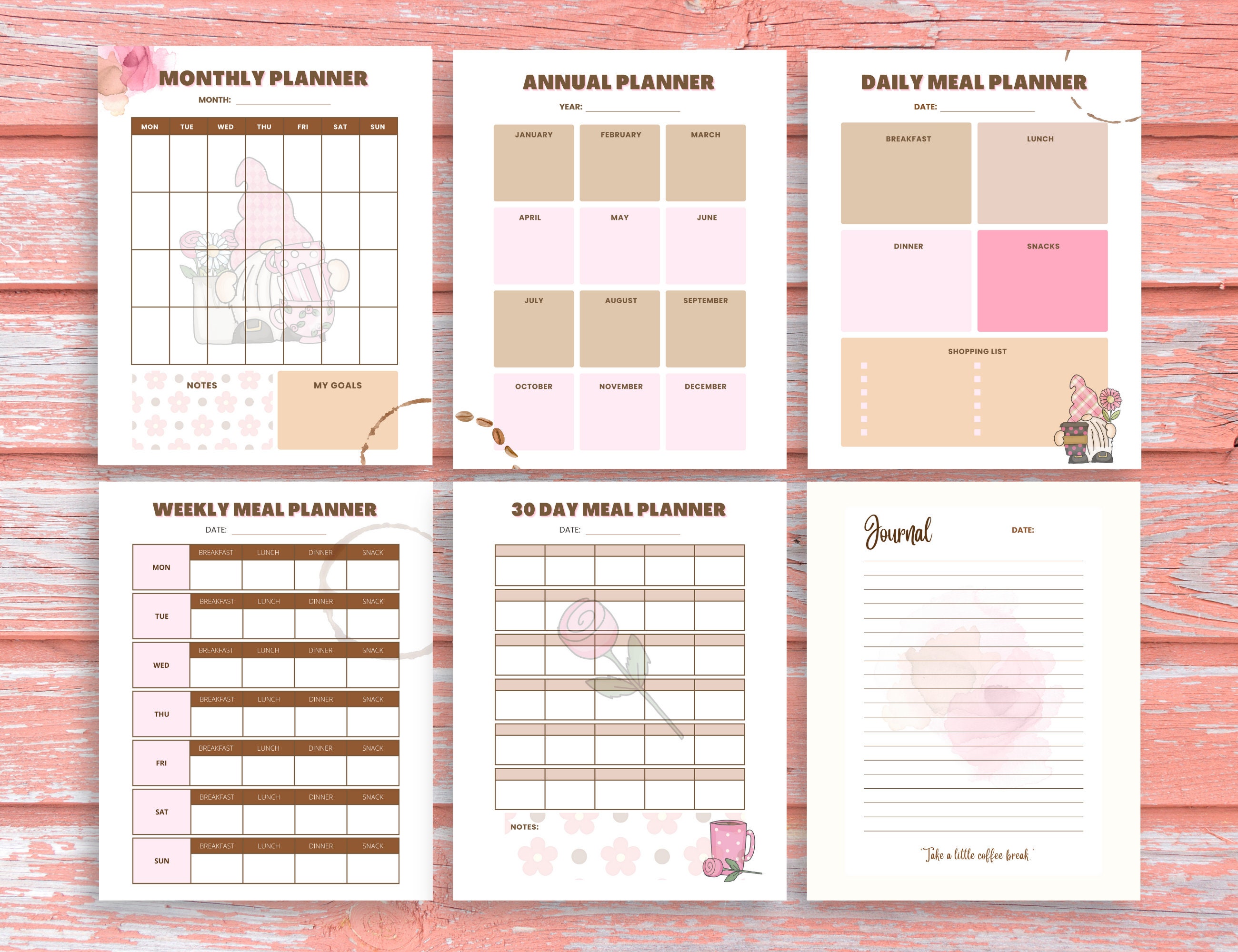 Undated Coffee Planner Printable, Coffee Planner, Coffee Lover Gift ...