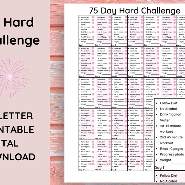 75 Hard Printable - Etsy