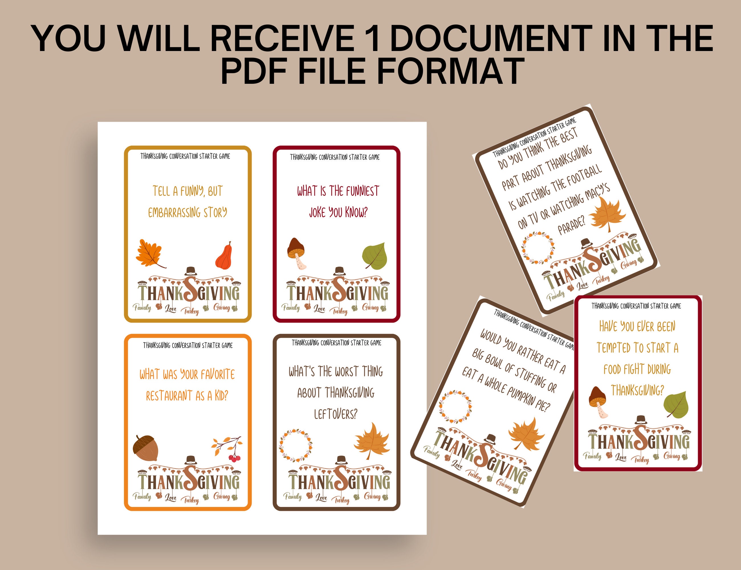 Thanksgiving Icebreaker Game, Family Game Night, Conversation Starter ...