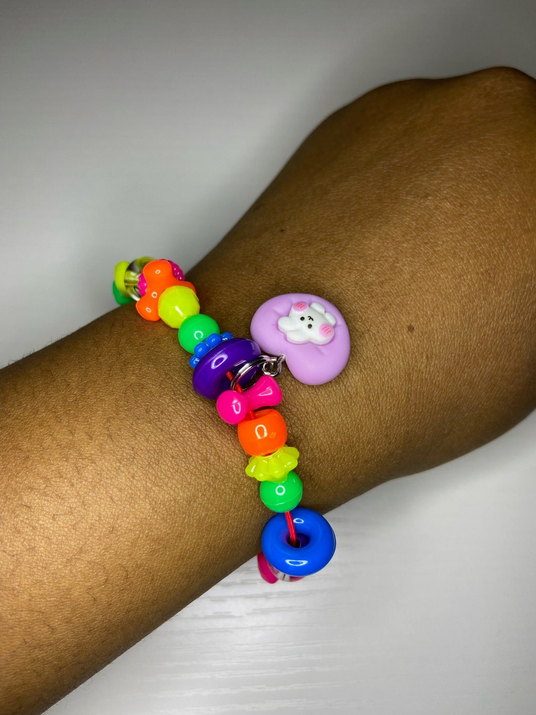 Neon Bunny Charm Kandi Bracelet - Etsy