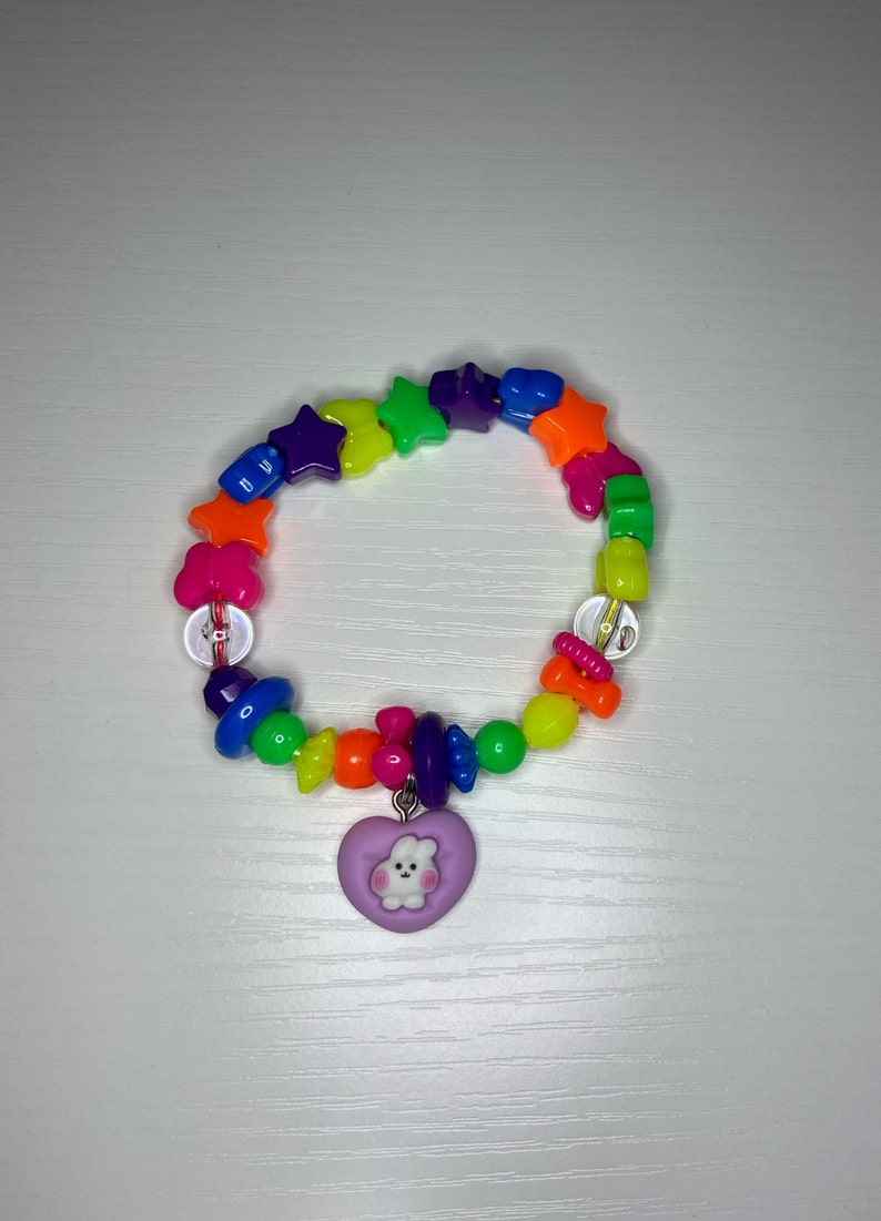Neon Bunny Charm Kandi Bracelet - Etsy