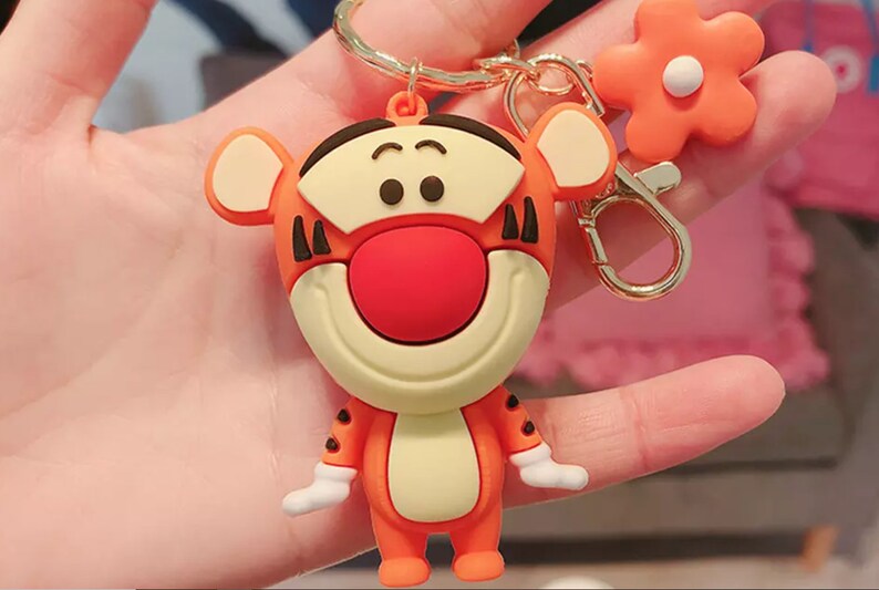 Kawaii Character Keychains With Flower Accent - Etsy