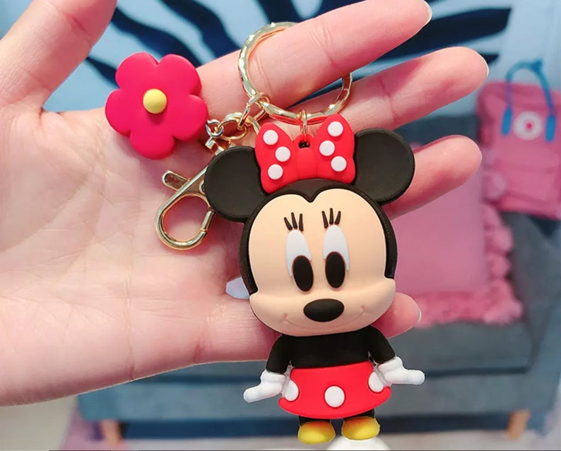 Kawaii Character Keychains With Flower Accent - Etsy