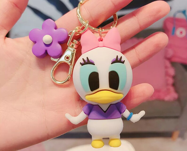 Kawaii Character Keychains With Flower Accent - Etsy