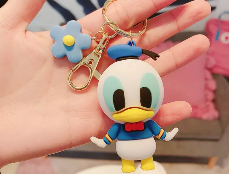 Kawaii Character Keychains With Flower Accent - Etsy