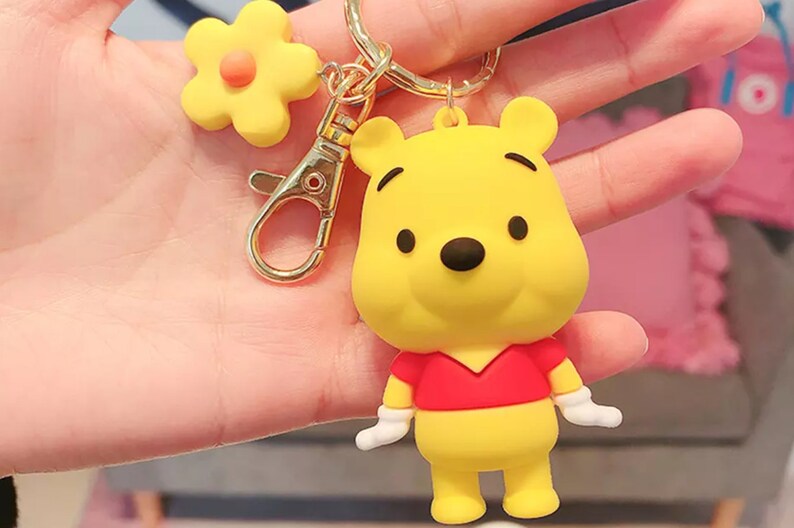 Kawaii Character Keychains With Flower Accent - Etsy
