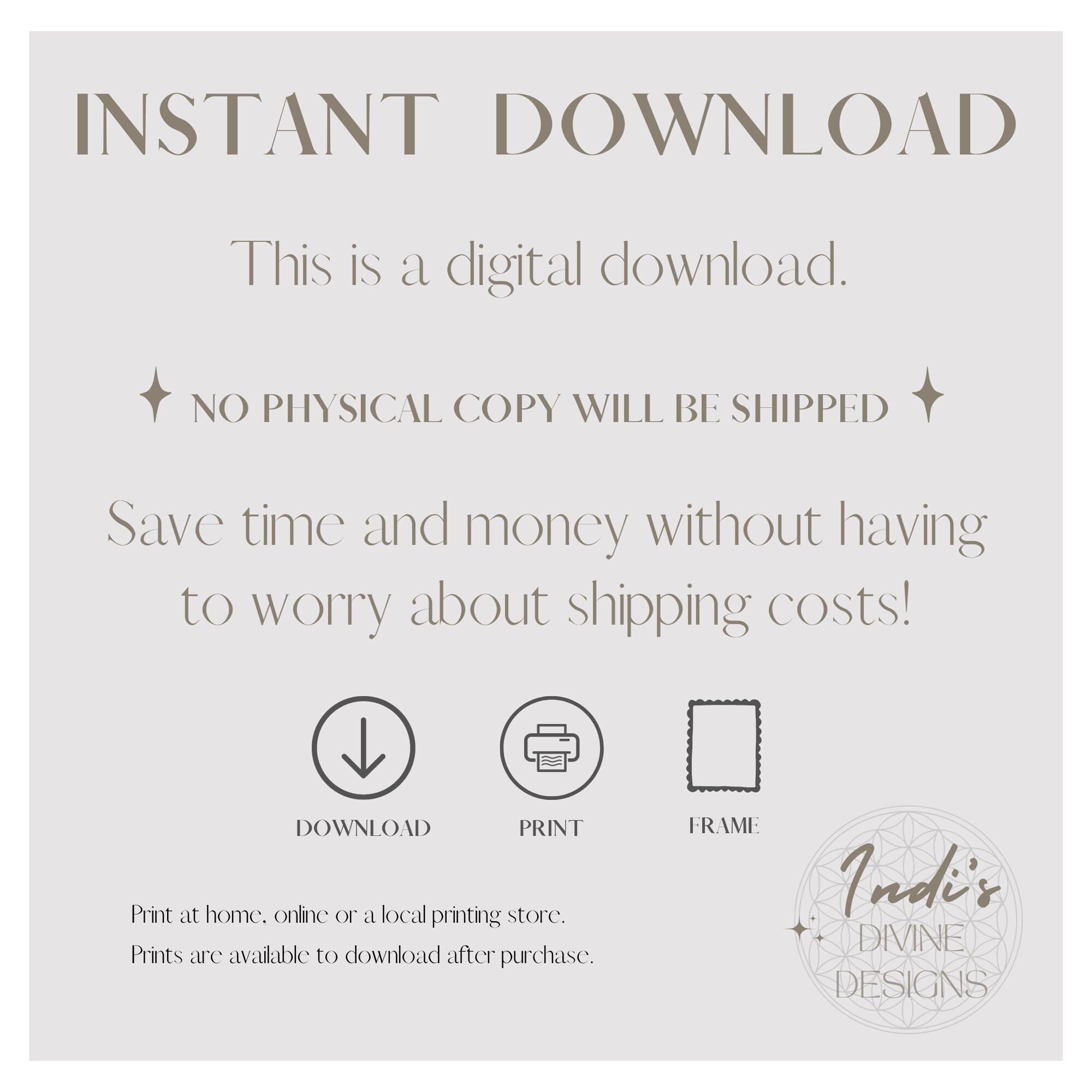 Lotus Flower & Moon Phase Line Art Poster Printable Wall Art - Etsy