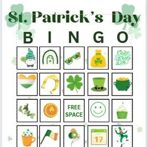 St. Patrick's Day Bingo Cards, Kids Party Game, Colorful, Downloadable ...