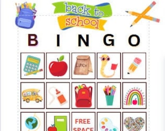Back to School Bingo Game - Etsy
