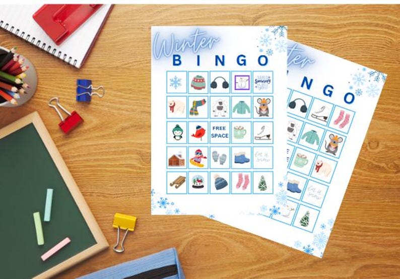 Winter Theme Bingo Cards - Etsy