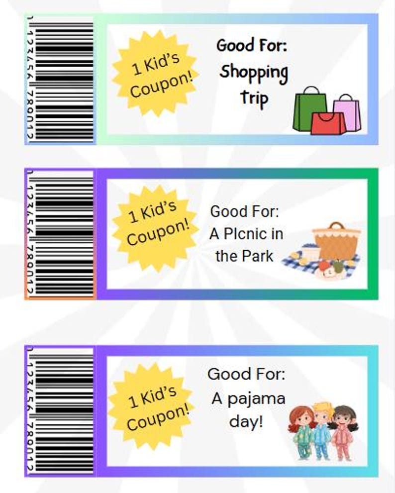 Kids Coupons, Kids Gifts, Fun Coupons for Kids, Printable Kids Coupons ...