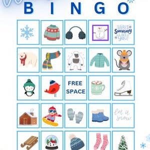 Winter Theme Bingo Cards - Etsy