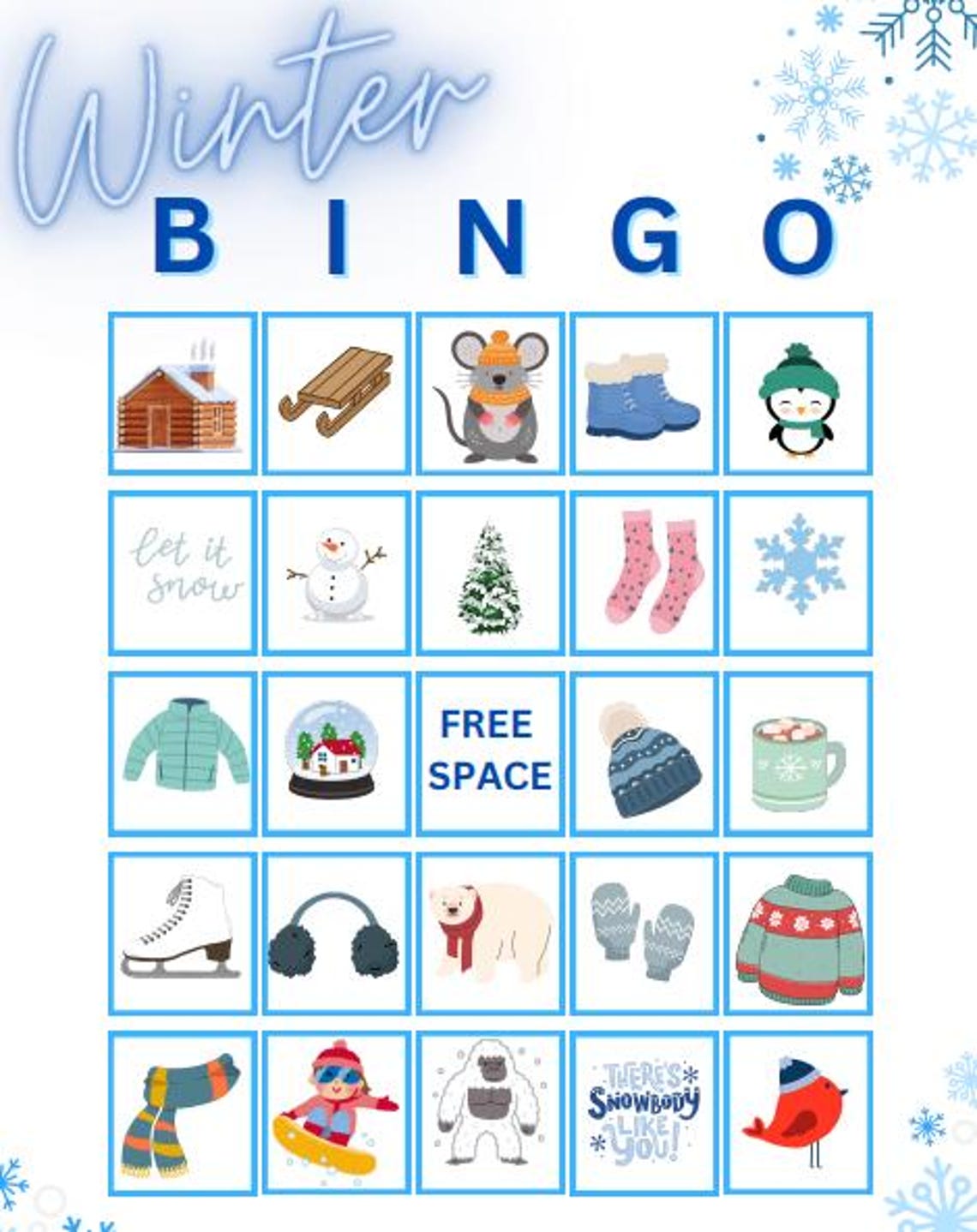Winter Theme Bingo Cards - Etsy