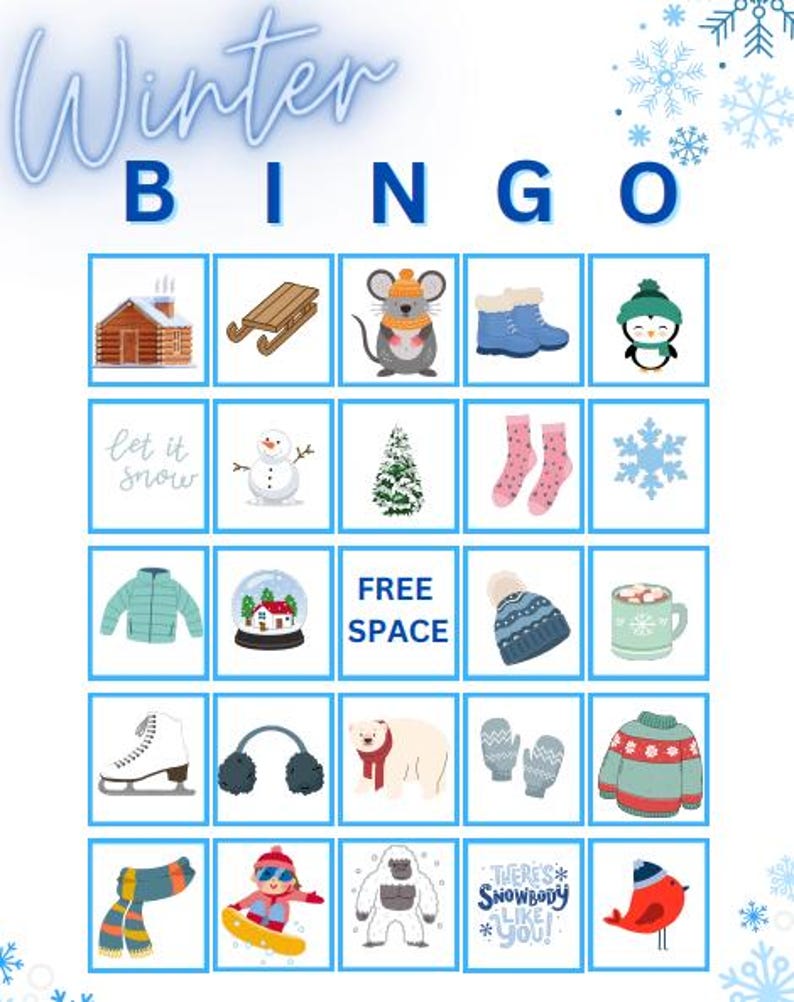 Winter Theme Bingo Cards - Etsy